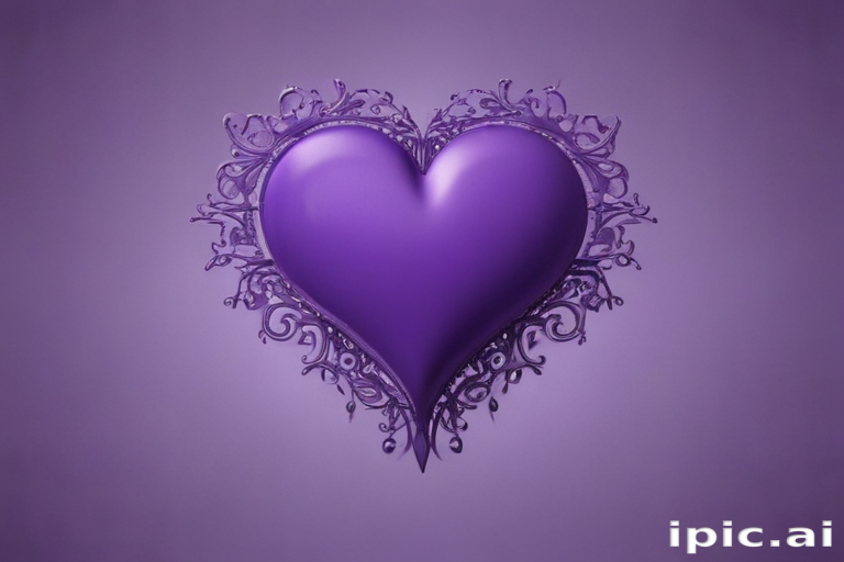 A Beautiful Purple Heart with Intricate Lace Design on a Vibrant Background