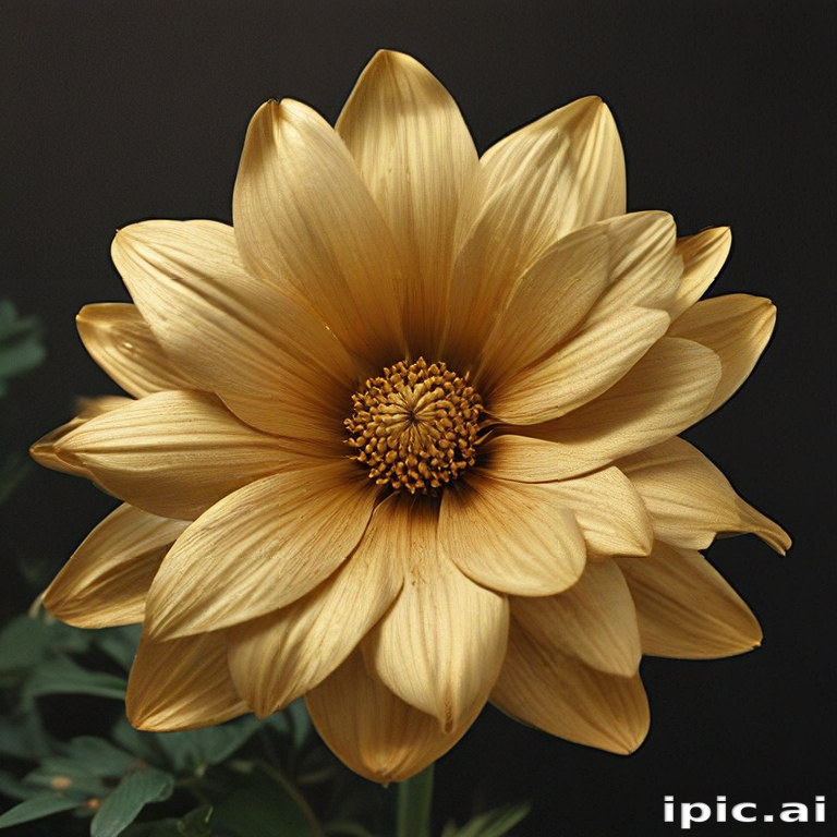 Golden Flower Blooming Radiantly Against a Dark Background, Showcasing ...