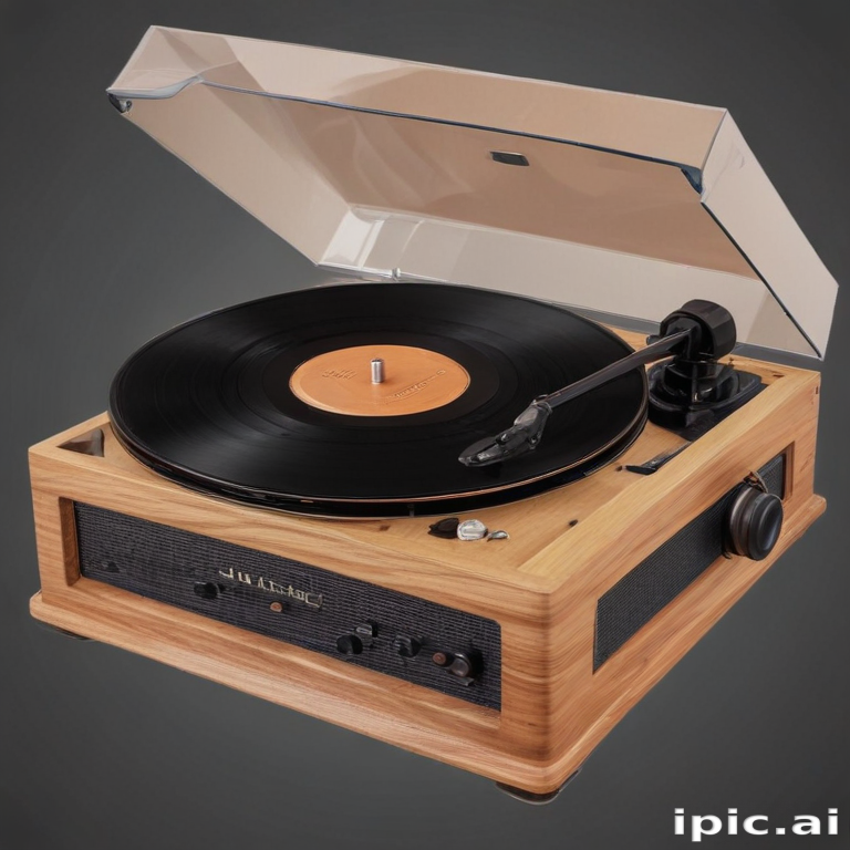Stylish Vintage-Inspired Turntable Playing a Classic Vinyl Record with ...