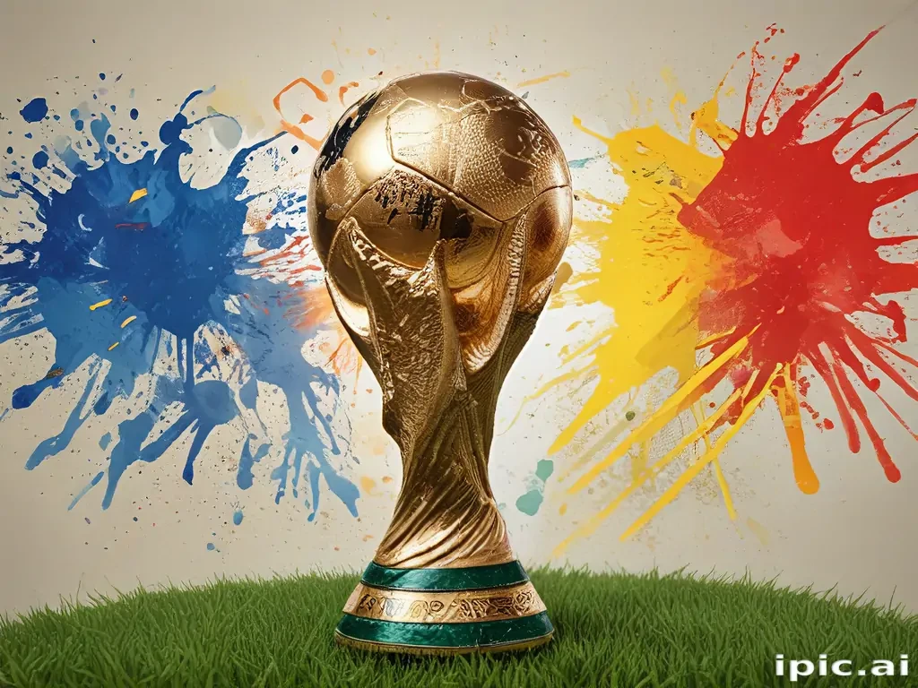 Celebrating the Glory of the FIFA World Cup Trophy with Vibrant Colors