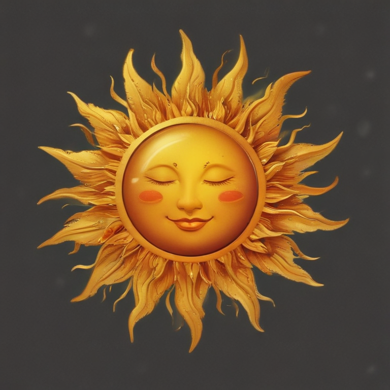 A Cheerful Sun with a Smiling Face and Radiant Golden Rays.