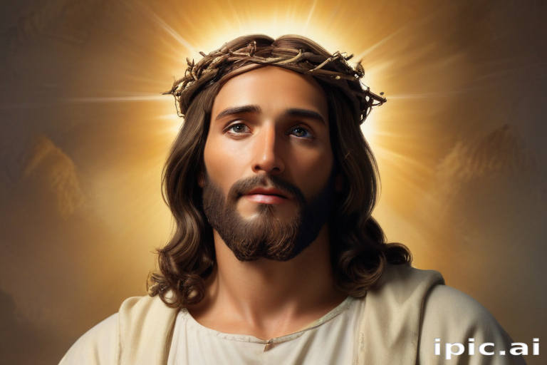 A Portrait of Jesus Christ Radiating Light and Divine Peacefulness.