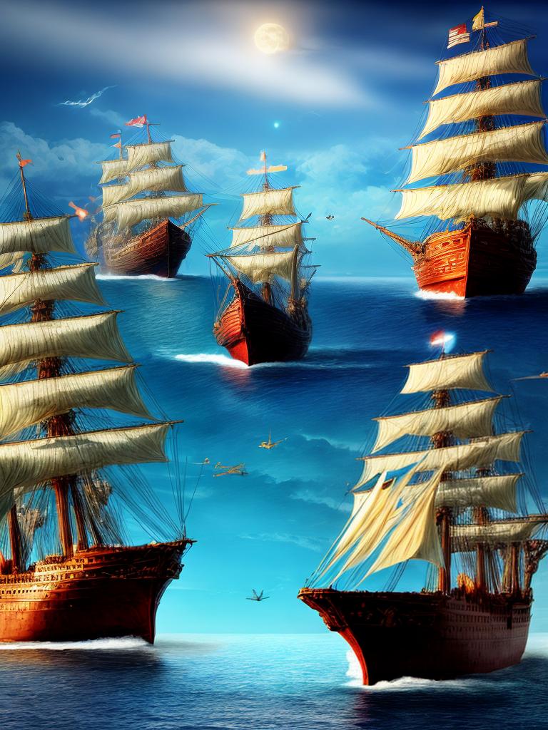 Five ships (fantasy scene)