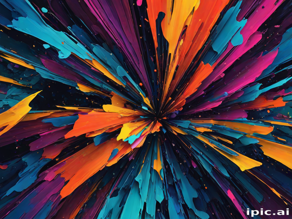 Vibrant Explosion of Colors Radiating in Dynamic Abstract Art Style