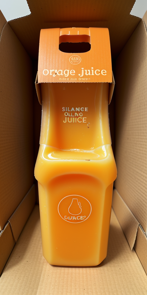 Brightly Colored Orange Juice Container Inside a Cardboard Packaging Box