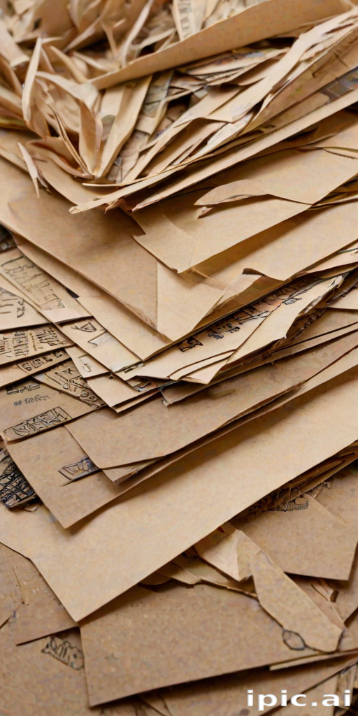 A Close-Up View of Layered Brown Paper Scraps and Textured Materials.