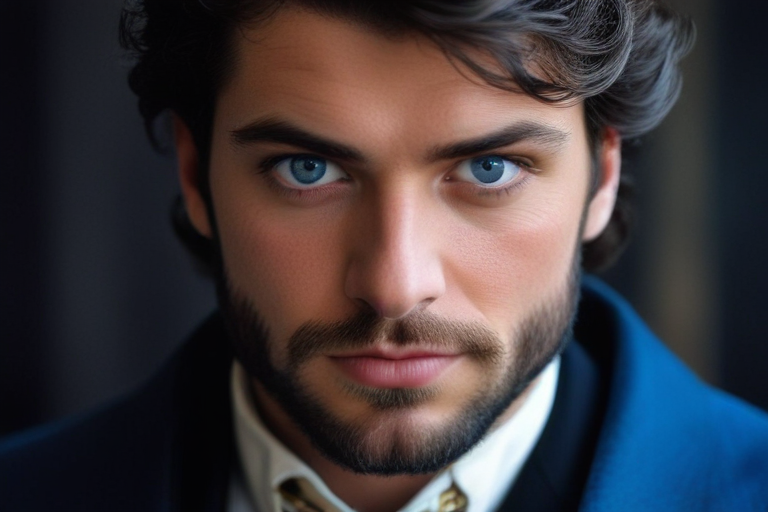 tudor era knight, handsome, masculine, kind, gentleman, dark hair, blue ...
