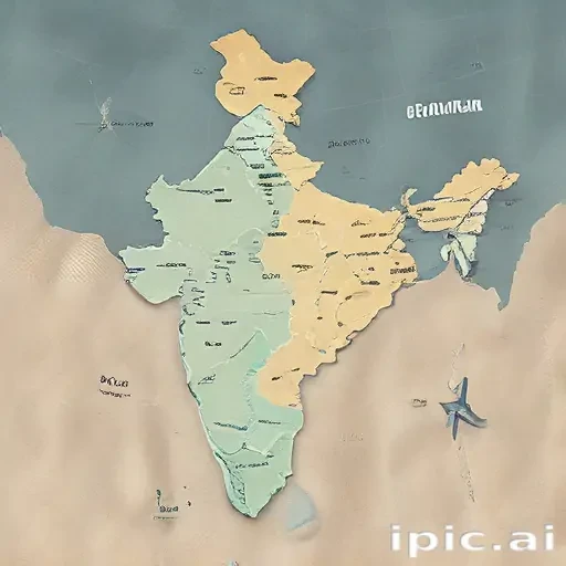 Map of India Highlighting Different Regions and Their Geographical Features