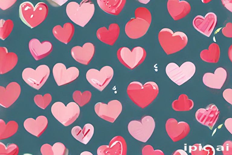 A Colorful Collection of Heart Shapes in Various Shades and Sizes