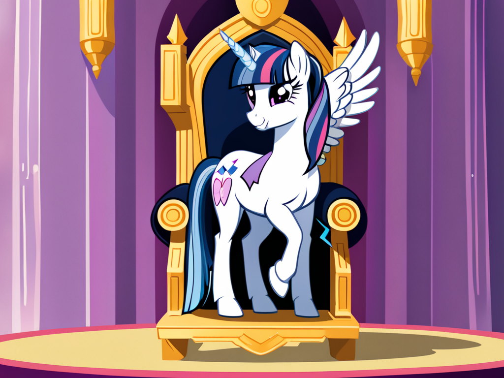 mlp pony alicorn twilight sparkel princess siting on the throne