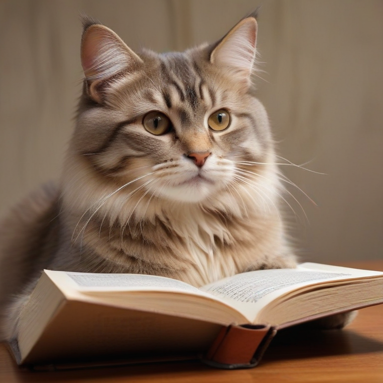 A cat reading a book on the history of the Soviet Union.