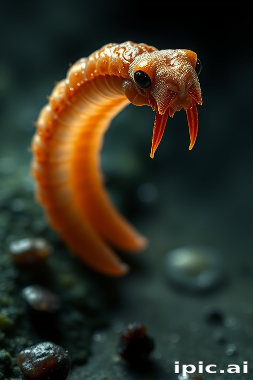 Close-Up of a Unique Orange Creature with Distinctive Features in Nature