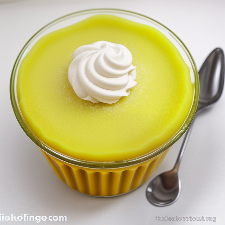 Delicious Bright Yellow Dessert with Whipped Cream Topping in Clear Bowl