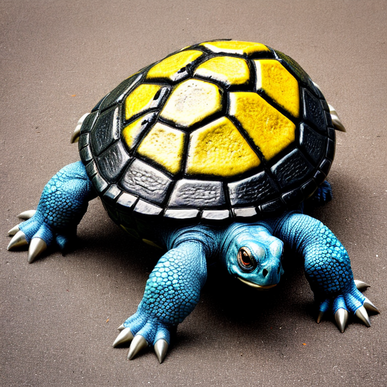 A Street fighting turtle like monster with the colors grey, black ...