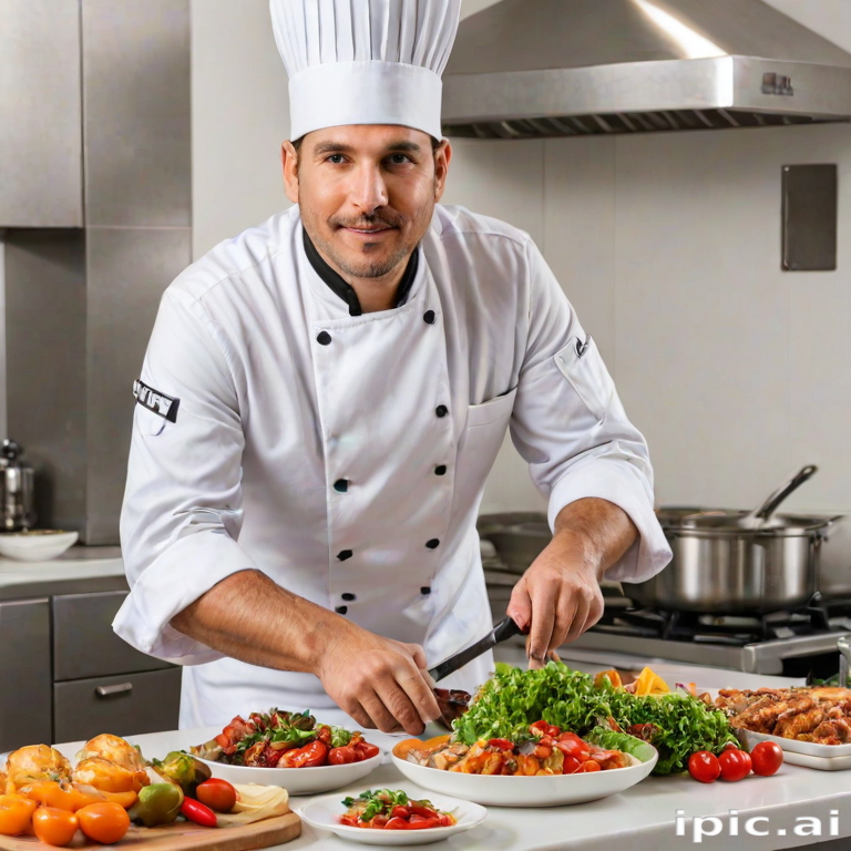 Professional Chef Skillfully Preparing Delicious Dishes in a Modern Kitchen