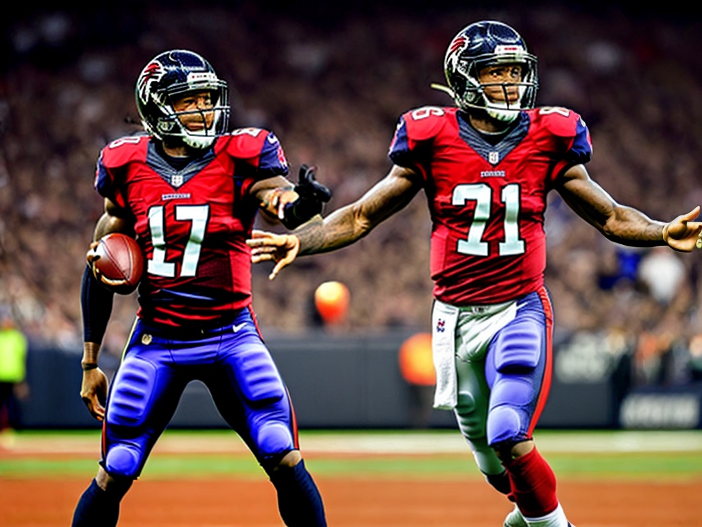 Michael Vick in Atlanta falcons uniform throwing a football