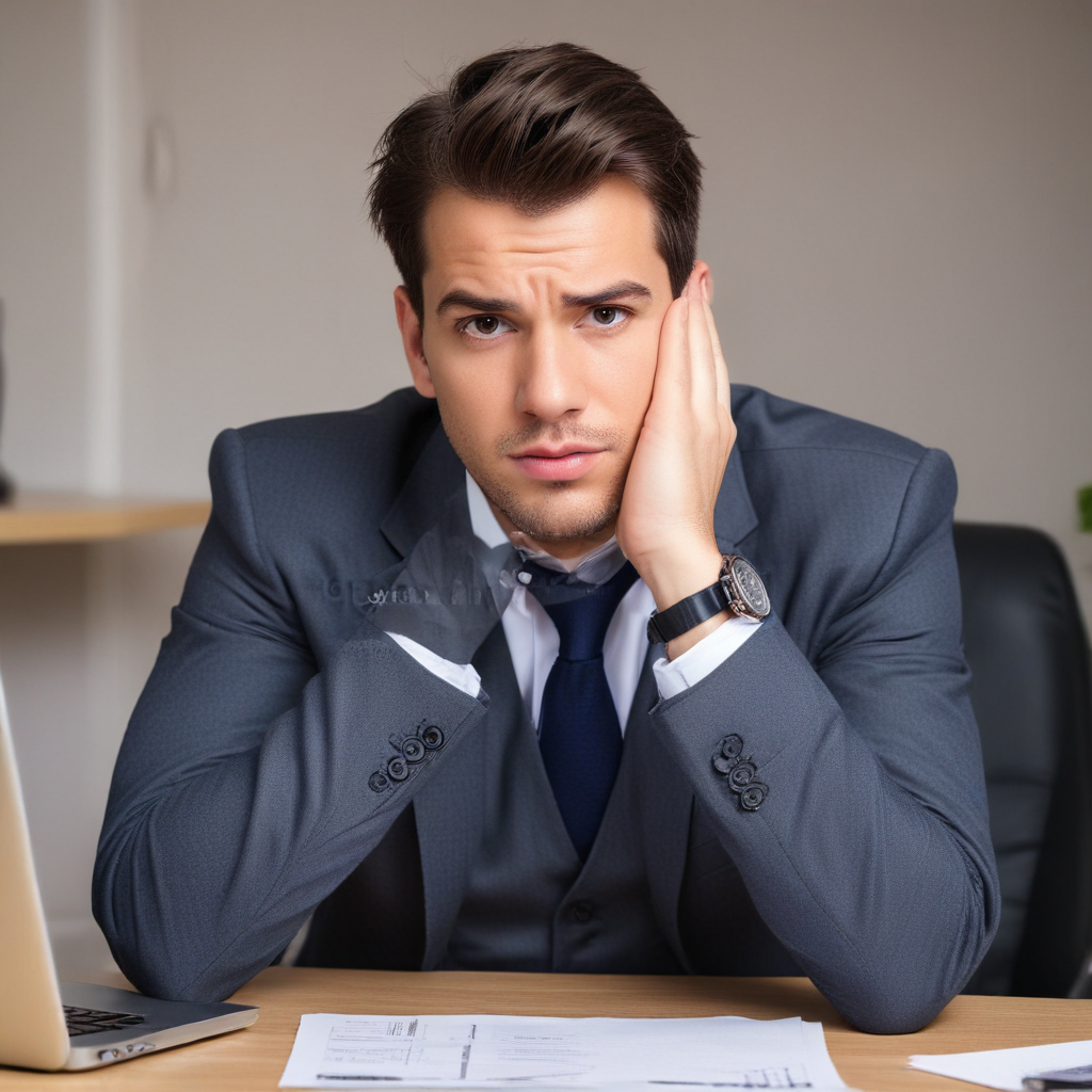 man not happy in his job