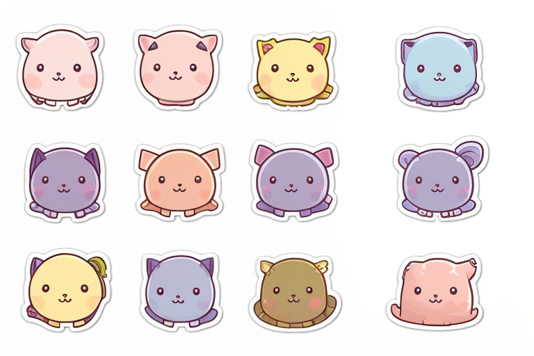 A Cute Collection of Adorable Animal Stickers Featuring Various Playful ...