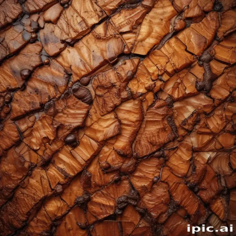 Close-Up View of Intricate Textures in Rich Brown Wooden Surface