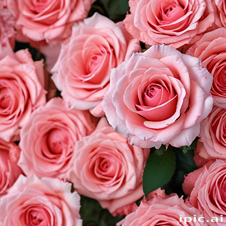 A Beautiful Arrangement of Soft Pink Roses in Full Bloom Together.