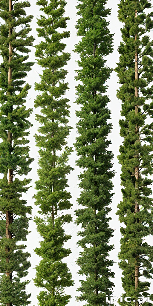 Three Tall and Lush Evergreen Trees Standing Proudly in a Row