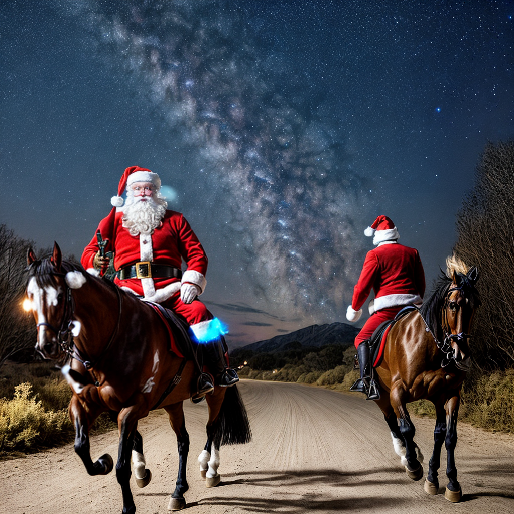 dramatic way of santa by night
