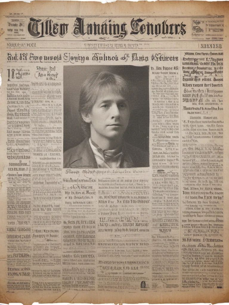 Historic Newspaper Featuring Portrait and Articles from the Past Era