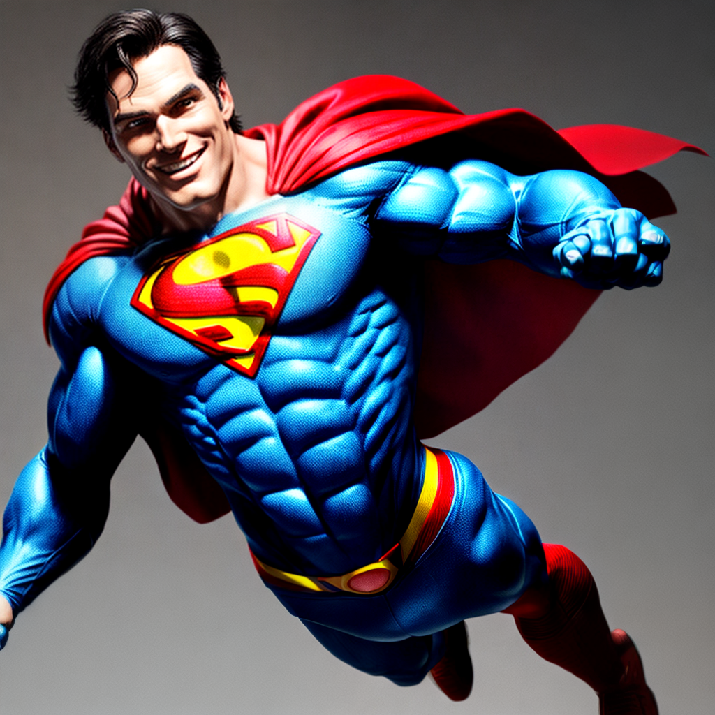 Beautiful, vivid, joyful Smile Superman, Cyberpunk art