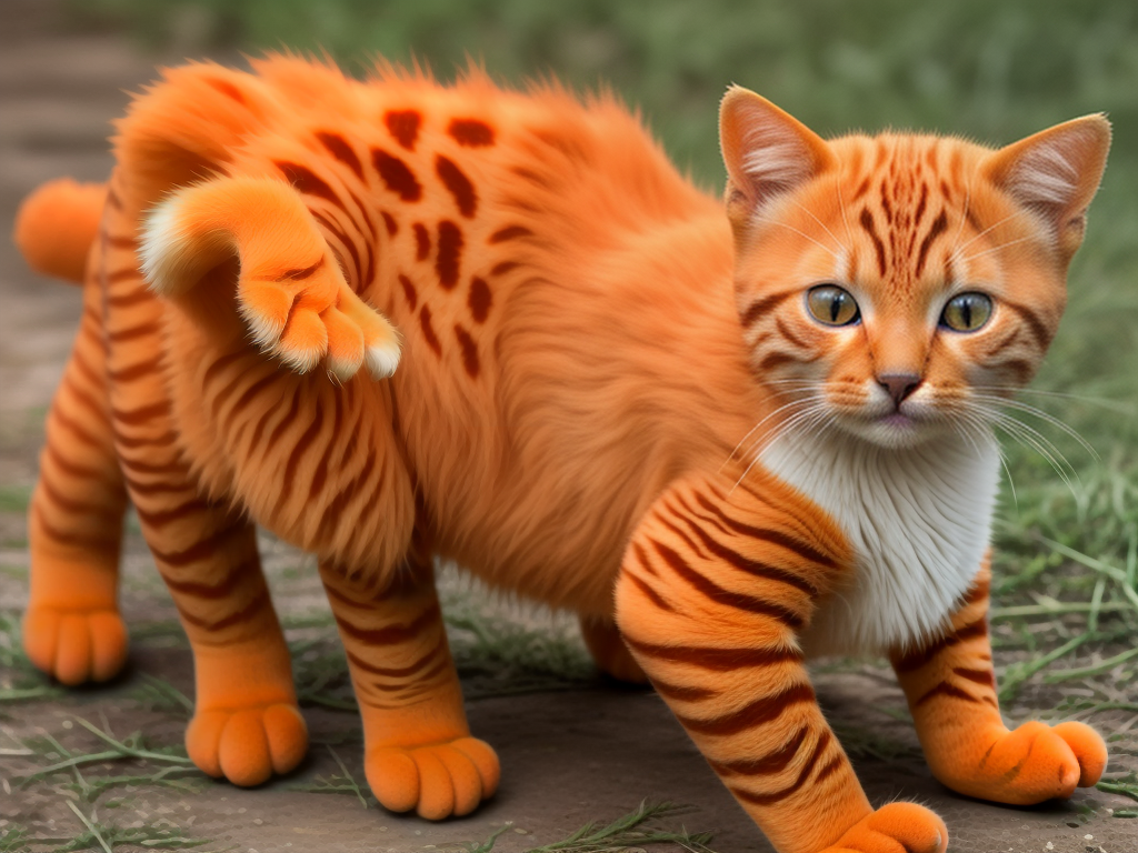 A Playful Orange Tiger Cat Exploring Its Natural Outdoor Habitat Joyfully