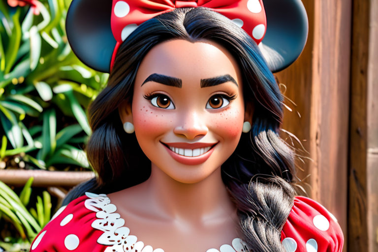 Moana from disneyland Paris ears of minnie mouse human smile 3D together