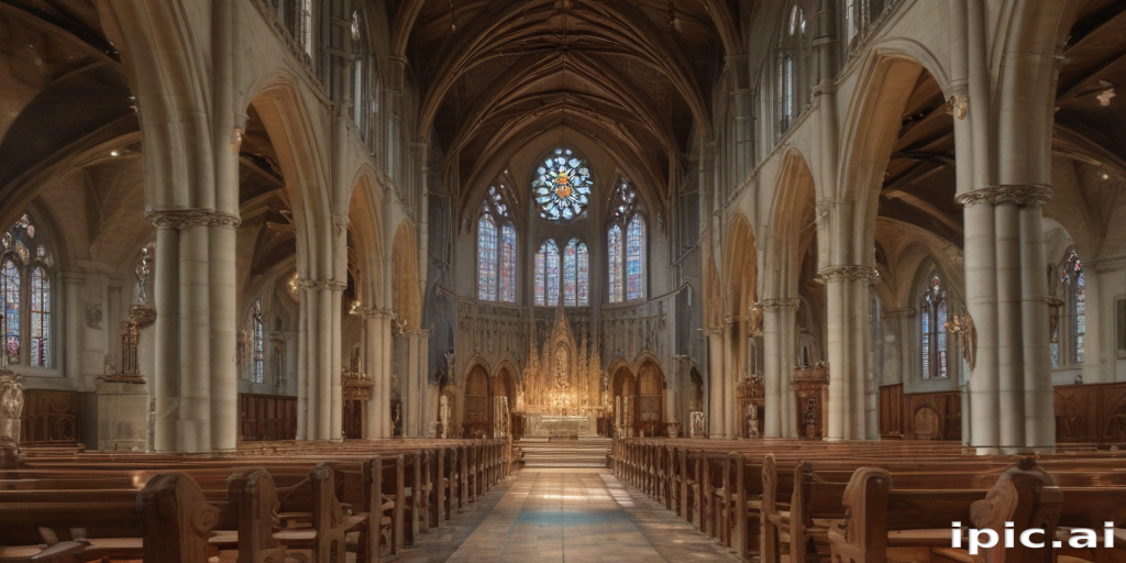Majestic Interior of a Historic Church with Stunning Architectural Details