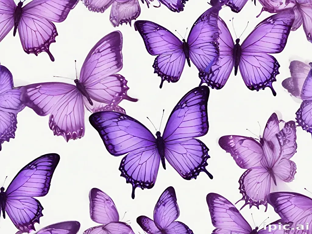 Beautiful Collection of Vibrant Purple Butterflies Against a Soft White ...