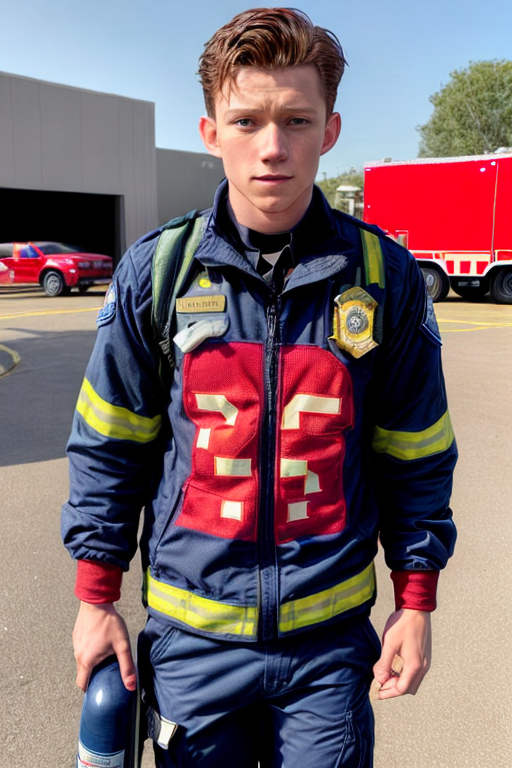 Tom Holland as a firefighter