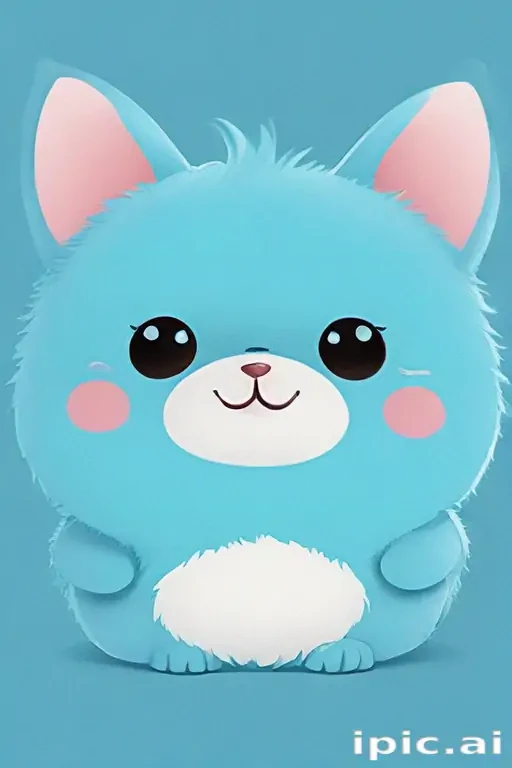 A Cute and Fluffy Blue Bunny Character with Big Adorable Eyes.