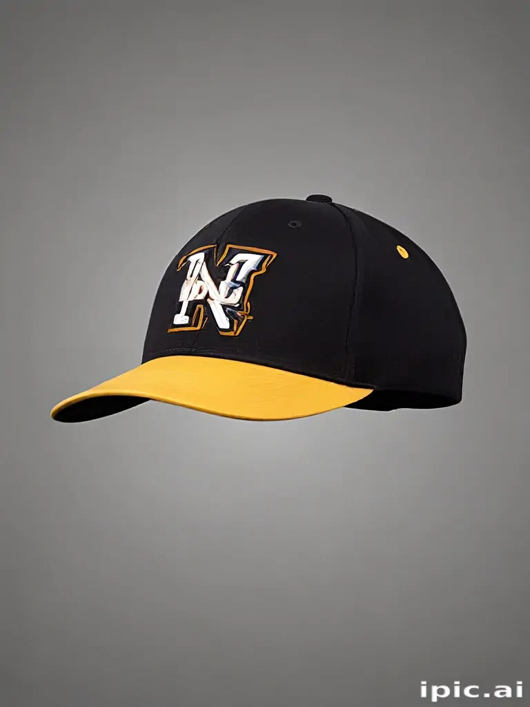 Stylish Black and Yellow Cap Featuring a Bold Letter N Design