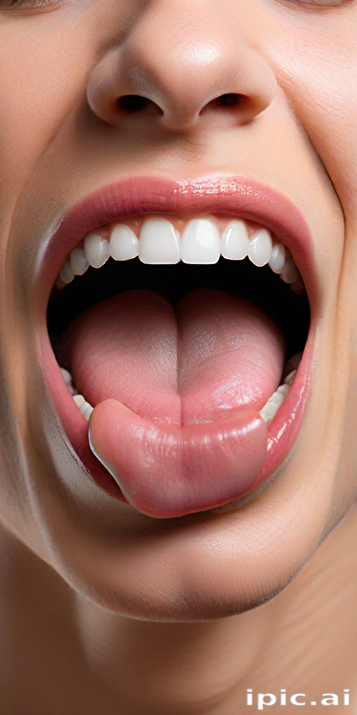 Close-Up of a Person's Open Mouth with Tongue Extended Outward