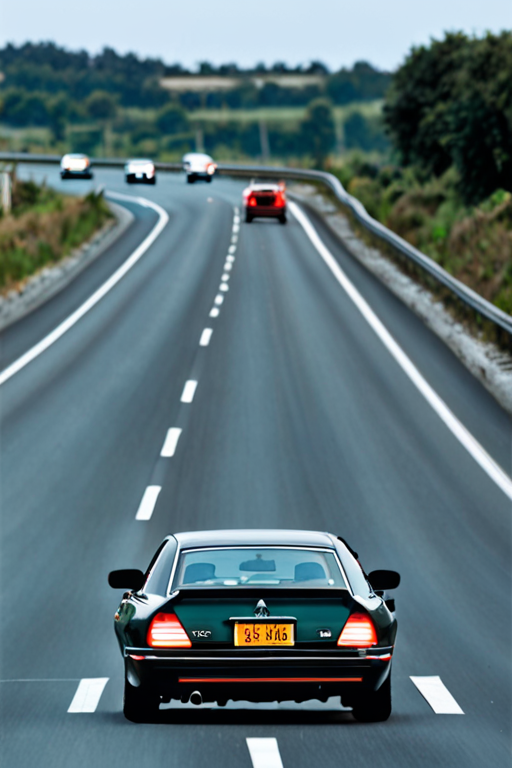 a car driving on the road lonely