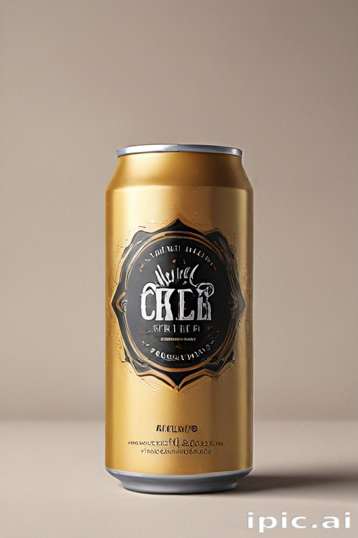 Golden Beverage Can Design Featuring Elegant Branding and Unique Labeling
