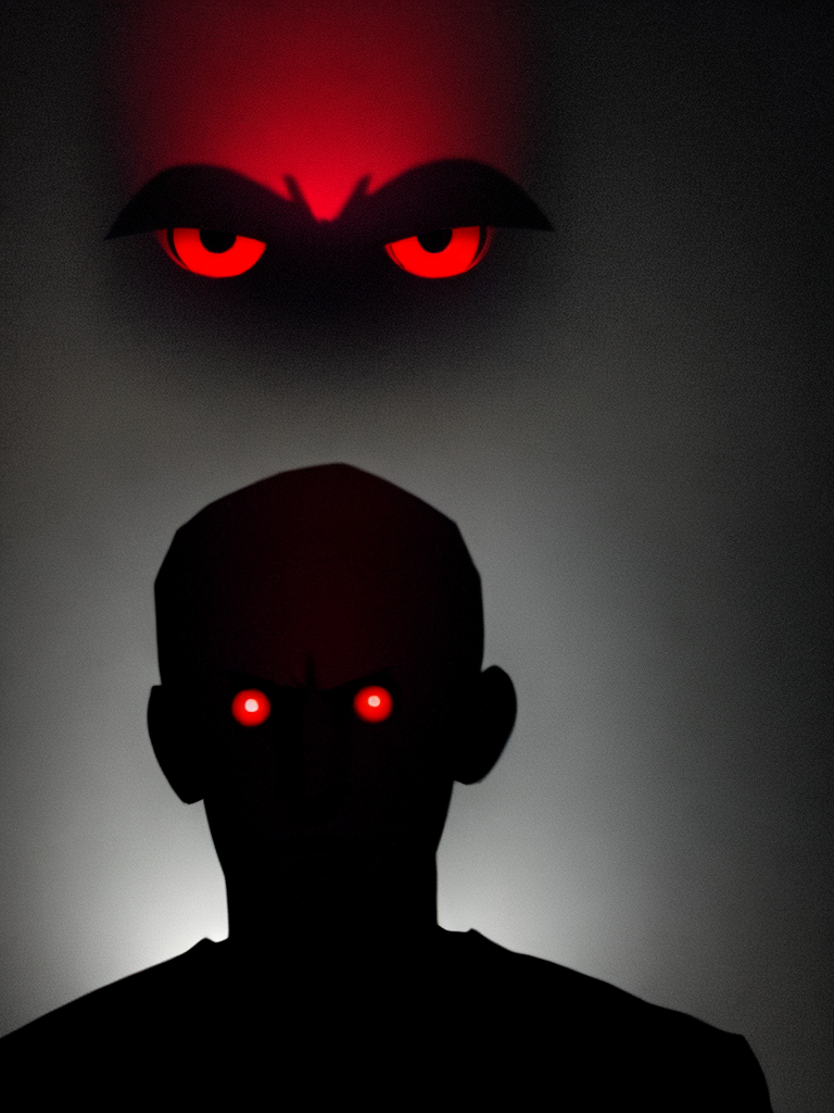 scary shadow man with red eyes