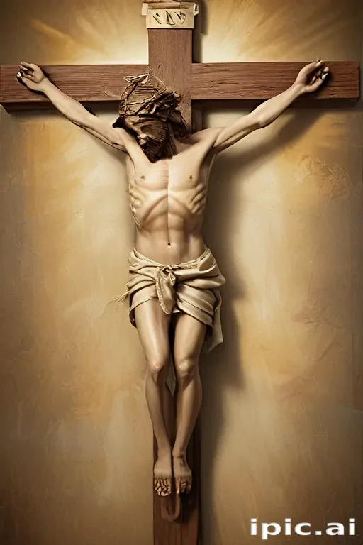Crucifixion Scene Depicting Christ on the Cross with Dramatic Lighting
