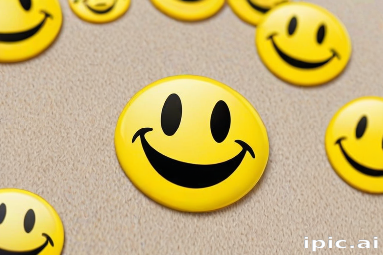 Cheerful Yellow Smiley Face Buttons Spreading Joy and Happiness Everywhere
