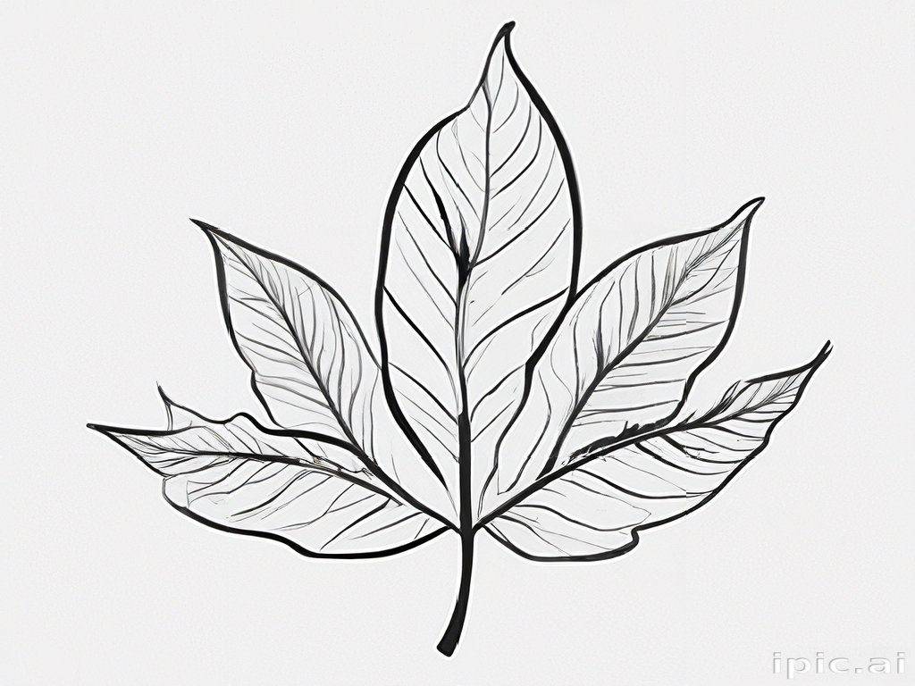 Intricate Outline of a Leaf Showcasing Detailed Veins and Texture