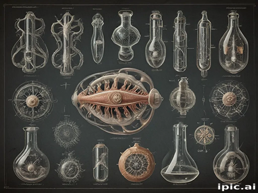 Intricate Scientific Illustrations of Various Glass Laboratory ...