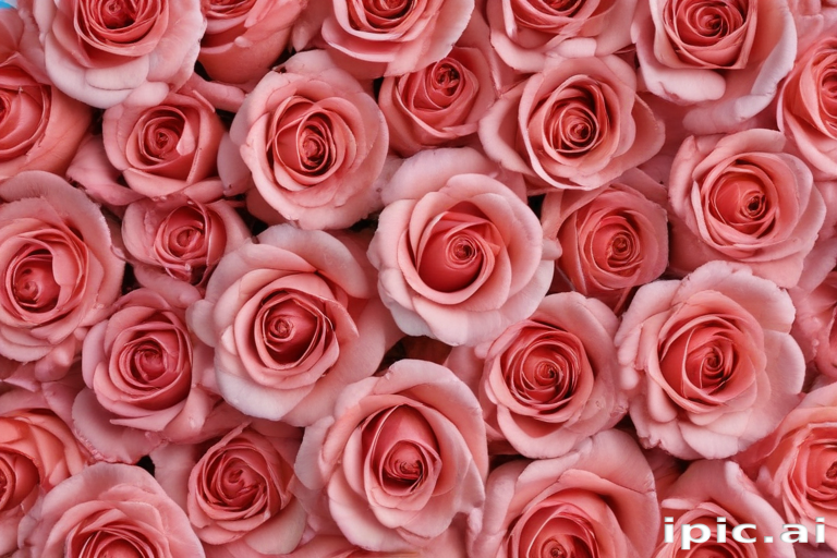 A Beautiful Arrangement of Soft Pink Roses in Full Bloom Together.