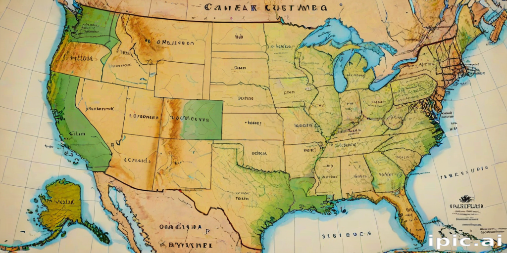 Detailed Illustrated Map of the United States Highlighting Geographic ...