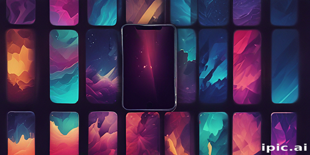 Vibrant Smartphone Wallpapers Displayed Around a Central Device in Showcase