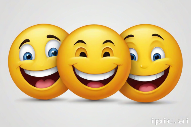 Three Colorful Smiley Faces Expressing Joy and Happiness Together in ...