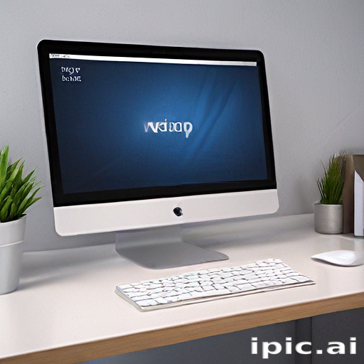 Modern Workspace Setup Featuring a Sleek Computer and Minimalist Design ...