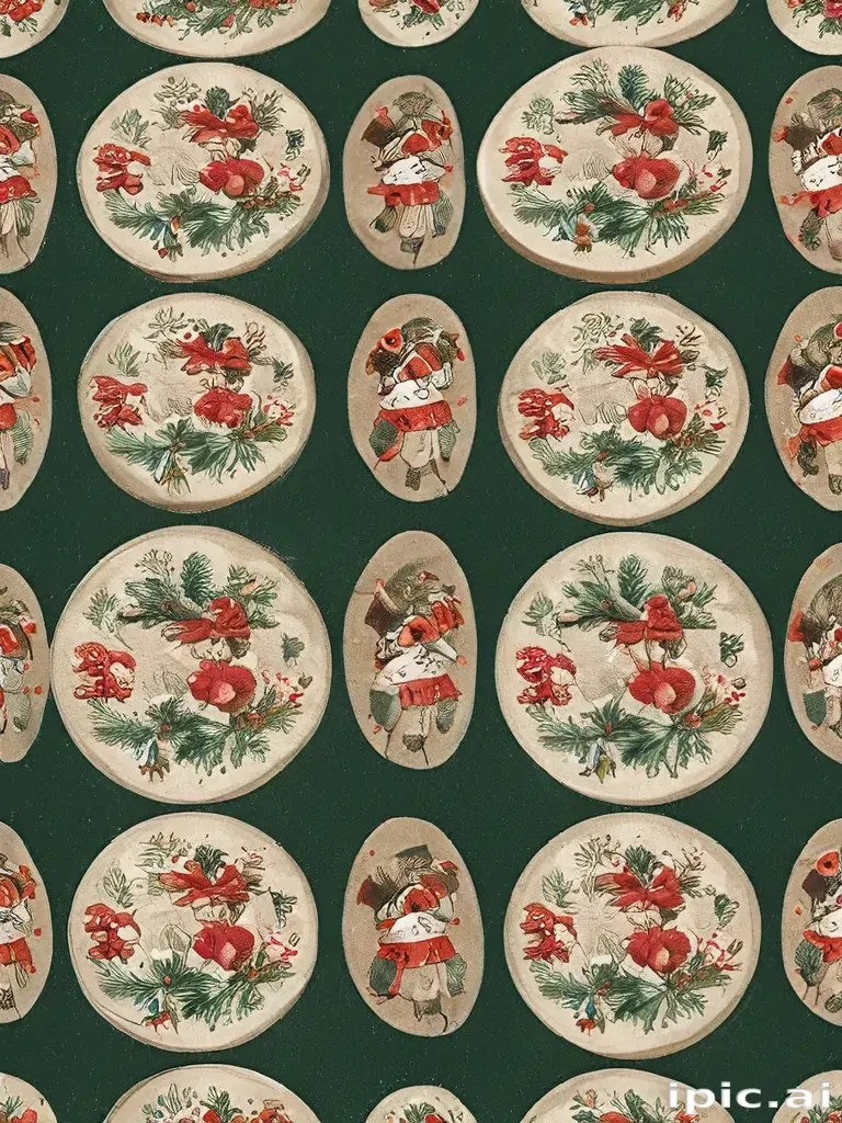 Whimsical Holiday Themed Pattern Featuring Festive Characters and ...