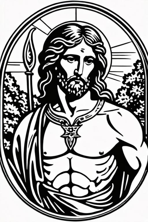 St john the Baptist, logo vector style, flat line art, high contrast ...
